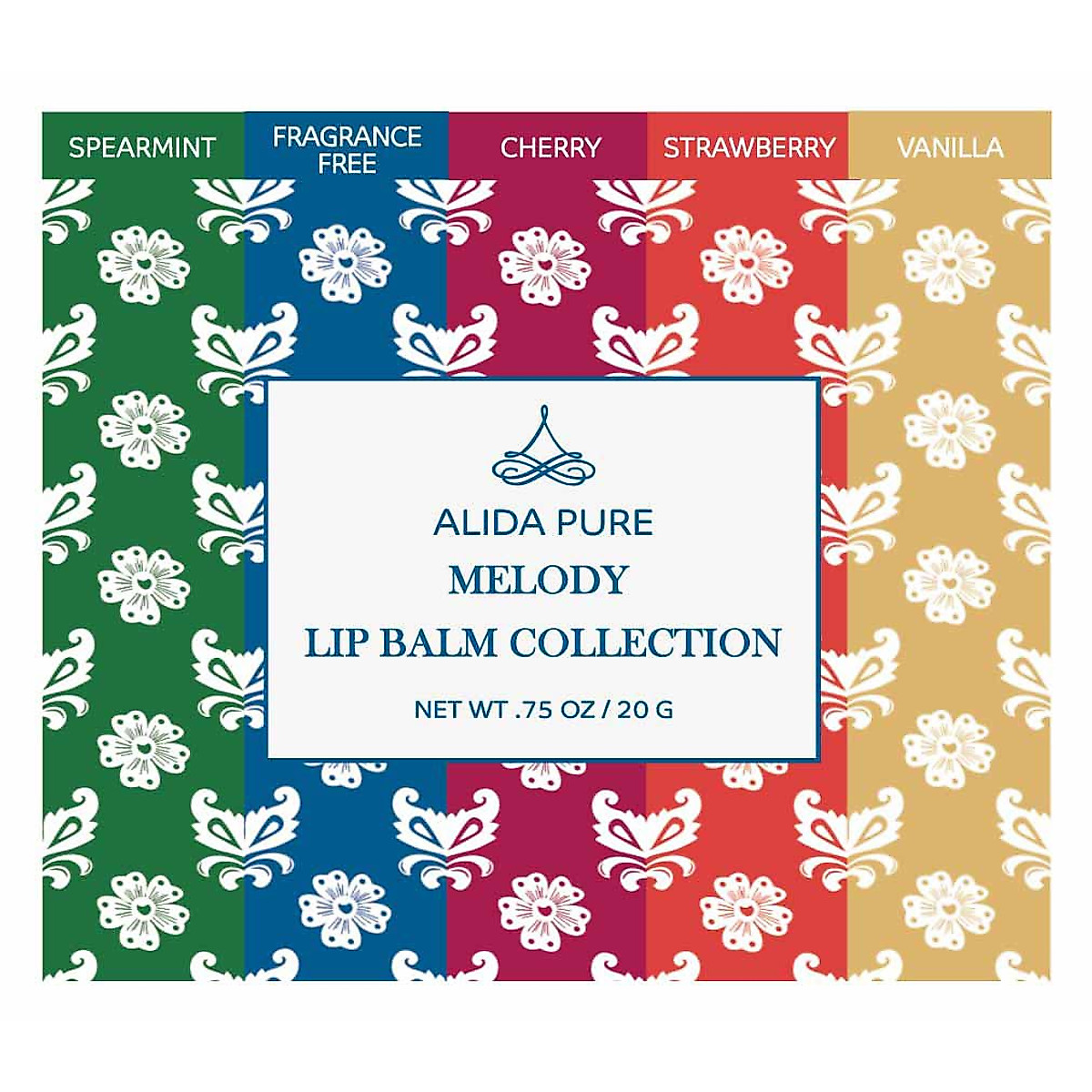 ALIDA PURE Vegan Melody Lip Balm Collection, Cruelty Free, Beeswax Free, Coconut Oil Free, 5 Lip Balm Set, Organic Jojoba Oil, Avocado Oil, and Vitamin E, Natural Moisturizing Lip Balm | Lip Gloss, for Dry, Chapped, or Cracked Lips