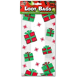 Christmas Gift Bags for Holiday Gifts - Cellophane Goodie Treat and Party Favor Bag with Twist Ties (150 Pack)