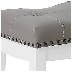 Angel Line Cambridge bar stools, 24" Set of 2, White with Gray Cushion