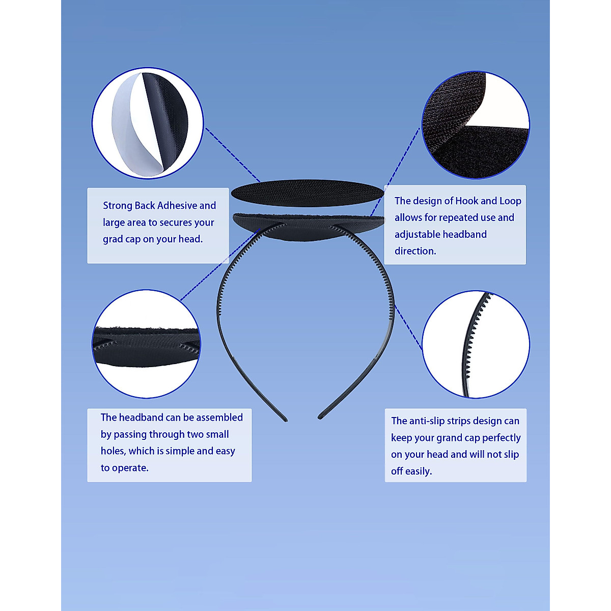 ZYIJUNY Graduation Cap Headband Secures Your Grad Cap Upgrade Insert Hat Accessories for Graduates Gift for Girls