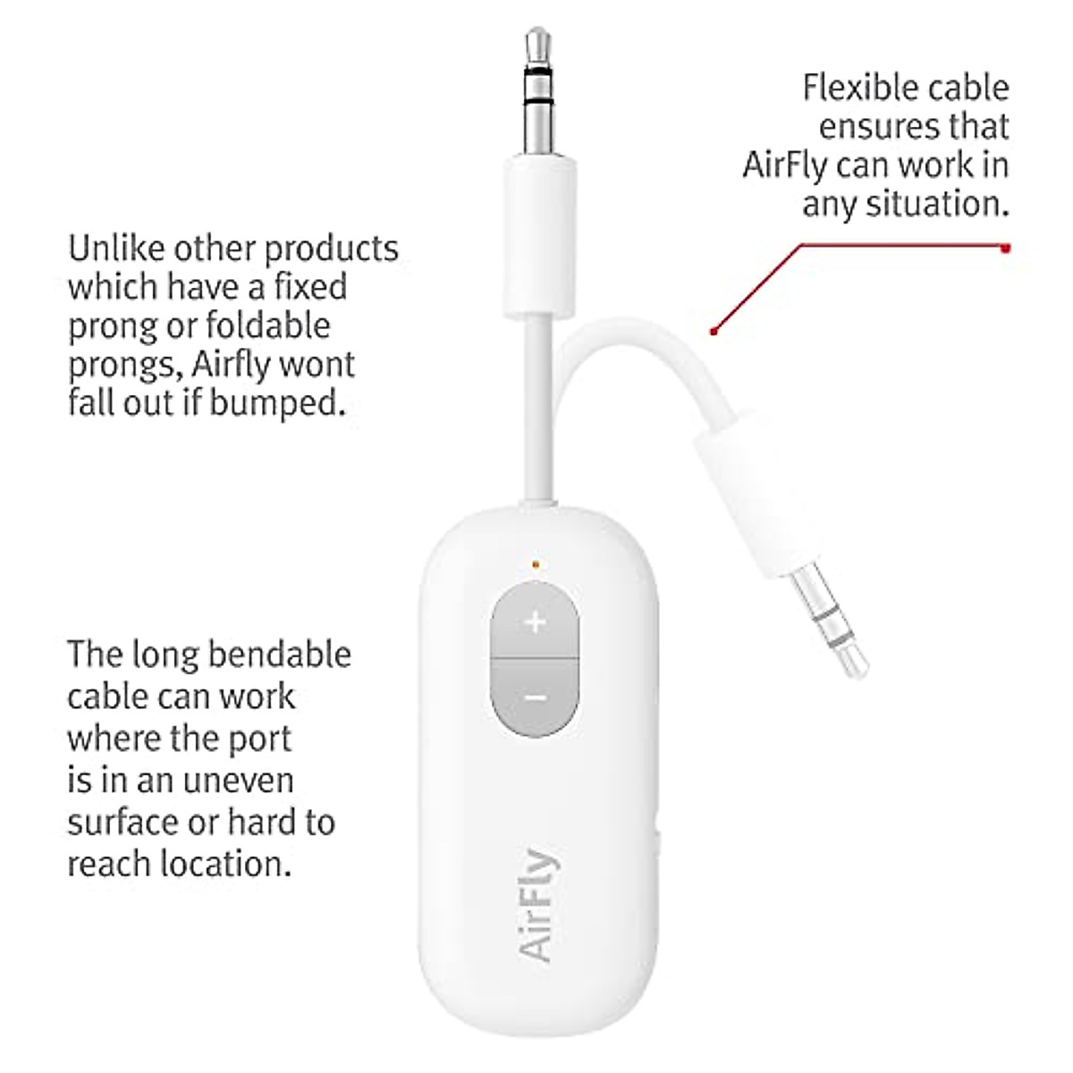 Twelve South AirFly SE, Bluetooth Wireless Audio Transmitter for AirPods/Wireless or Noise-Cancelling Headphones Use with Any 3.5 mm Audio Jack on Airplanes, Gym Equipment or iPad/Tablets