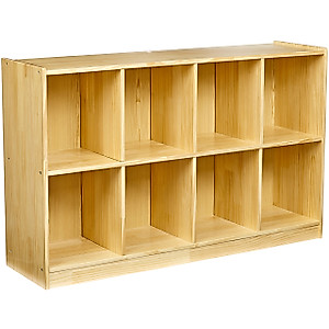 Amazon Basics Backpack Storage Cubby, 8-Compartment, Pine Wood, 13" D x 30" W x 48" H