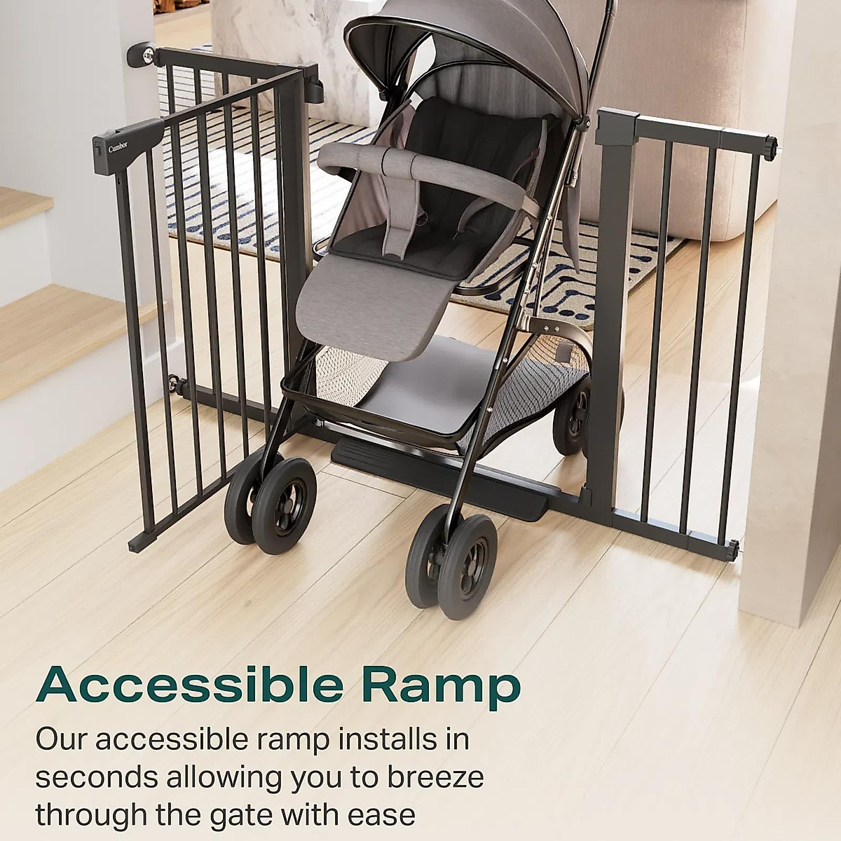 Cumbor 46 &51.5-Inch Baby Gate Extra Wide, Easy Walk Thru Dog Gate for The House, Auto Close Baby Gates for Stairs, Doorways