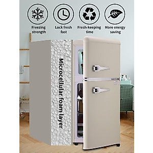 HOPDAY FLS-80G-cream Retro Compact Refrigerator, Cream