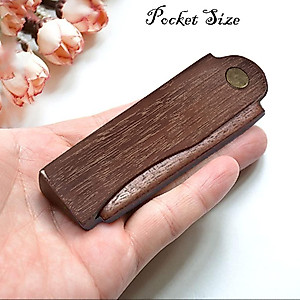 Folding Beard Red Sandalwood Comb-Fine Tooth Folding Comb for Men Hair,Beard,Mustache Styling, Pocket sized Beard Comb w/Gift Box for Daily Grooming