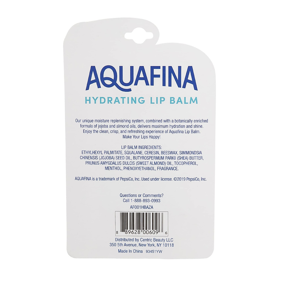 Aquafina Hydrating Lip Balm, Jojoba & Almond Oils, VIT. E, New Flavors- 4 Pack (Lemon Zing, Orange Splash, Berry Loco, Pure Original)
