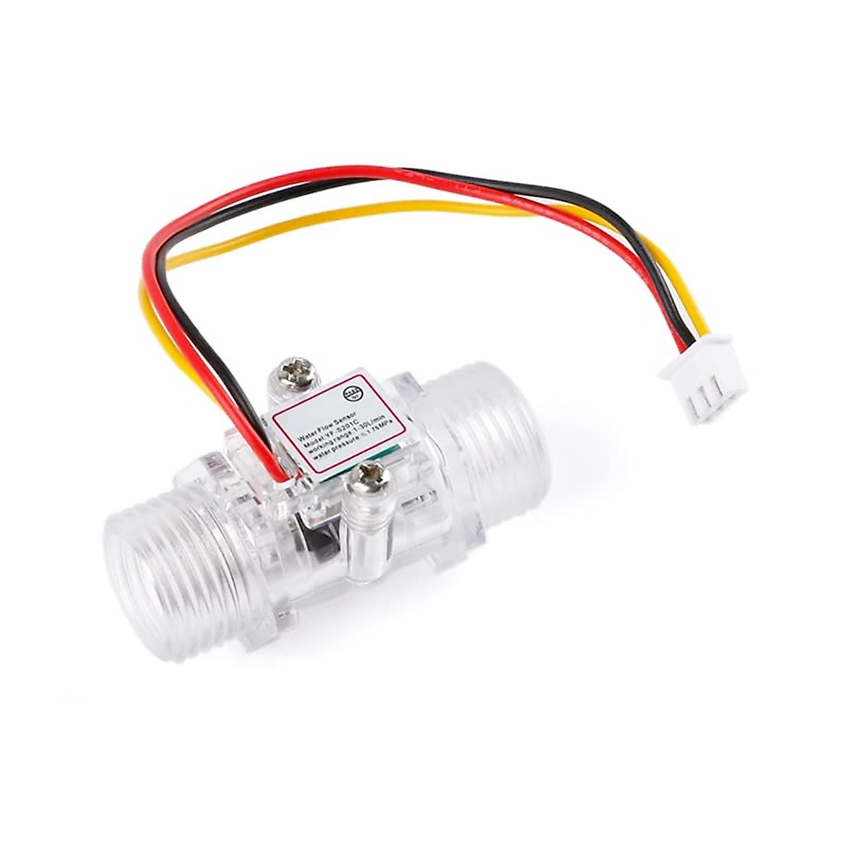 JESSINIE 2Pcs YF-S201C DC3.5-24V G1/2" Transparent Flow Sensor Turbine Flowmeter Water Flow Sensor Transparent Water Flow Meter YF-S201C Range 1-30L/min