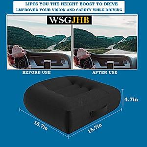 WSGJHB Car Booster Seat Cushion Posture Cushion Portable Breathable Mesh, Effectively Increase The Field of View by 12cm/ 4.7in, Ideal for Office, Home, Angle Lift Seat Cushions,Black