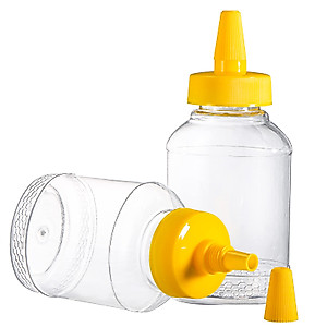 ZEAYEA 16 Pack 13 oz Plastic Honey Bottle, Empty Honey Jars with Leak Proof Twist Top Caps, Clear Squeeze Honey Container Dispenser for Storing and Dispensing