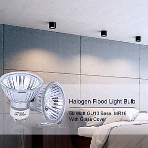 50 Watt GU10 Halogen Bulb, MR16 GU10 Base 120-Volt Light Bulb, Halogen 50W 120V MR16 Flood Light Bulbs,3-Pack