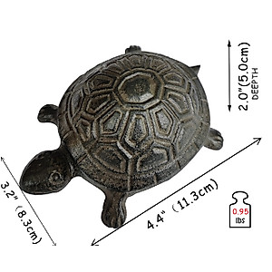 BSTGIFTS Cast Iron Turtle Key Hider - Spare Key Holder - Garden Decoration Turtle, Jewelry Trinkets Box for Key, Ear Studs, Ring, Paper Clip (Antique Brown)…
