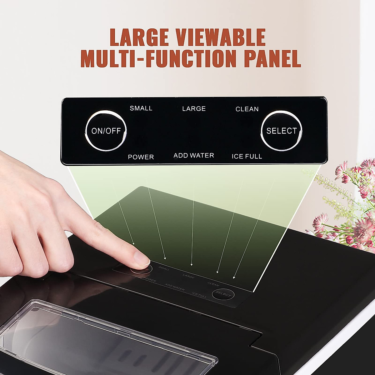 Ice Maker Machine Countertop WANAI Ice Making Machine Make 26.5lbs/24H 9 Ice Cubes Ready in 6-8 Minutes Include Ice Scoop & Basket for Home, Party, Office, Bar, RV