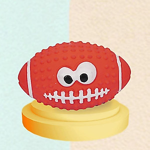 IEUDNS Squeaky Dog Toys Cartoon Dog Balls with Squeaker Rubber Latex for Small and Medium Breed, Red Rugby