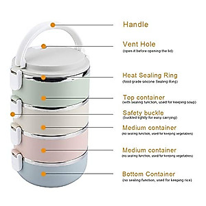 GXMZL Thermal Lunch Box,Portable Stainless Steel Thermal Lunch Box Container Bento Box Food Container Lunch Storage Containers for Kids School and Adults Office (Size : 2800ml)