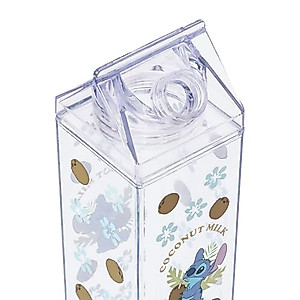 Silver Buffalo Disney Lilo and Stitch “Coconut Milk” Plastic Milk Carton Bottle Featuring Stitch, 16.2 Ounces