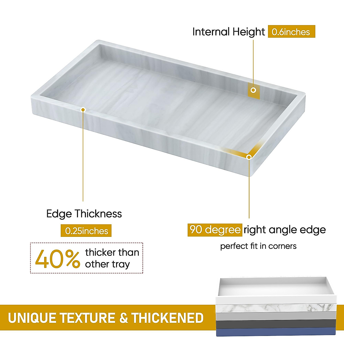 Bathroom Counter Tray,EG-SIPRO High-Grade Thickened Silicone Bathroom Vanity Tray,Shatterproof Durable Rectangle Bathroom Tray Soap Dispenser Tray for Bathroom Countertop