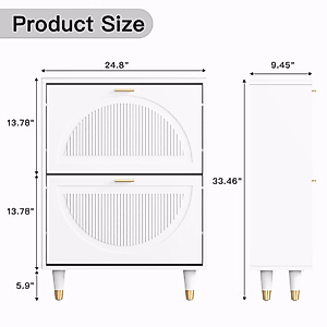 howcool Shoe Storage Cabinet with 2 Flip Drawers, Slim Wooden Freestanding Shoe Cabinet, Hidden Narrow Shoes Rack Organizer for Entryway Hallway, Holds 16 Pairs, 24" W, Small, Classic White