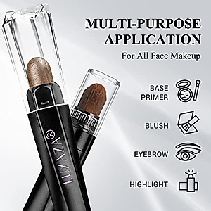 LUXAZA 3Pcs Metallic Brown Eyeshadow Stick Set, Metallic And Shimmer Creamy EyeShadow Pencil, Smooth High Pigmented Eye Brightener Stick Smoky Eye Makeup