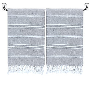 Blutao River Set of 2 Turkish Hand Towels for Bathroom & Kitchen - Decorative Turkish Hand Towel - Farmhouse Hand Towels Bathroom - 18x40 Bathroom Hand Towels Decorative Set - Light Gray