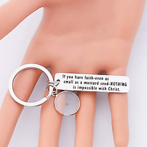 SEIRAA Mustard Seed Keychain Christian Jewelry Motivational and Religious Gift for Loved Ones If you have faith as small as a mustard seed Keychain (Mustard Seed Keychain)