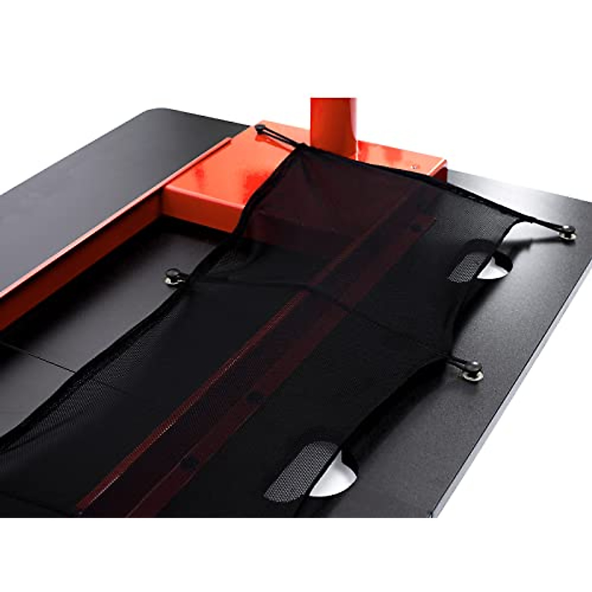 Arozzi Arena Leggero Gaming and Office Desk with Full Surface Water Resistant Desk Mat Custom Monitor Mount Cable Management Cut Outs Under The Desk Cable Management Netting - Red