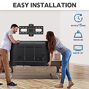 MOUNTUP TV Wall Mount, Single Stud TV Mount Swivel Tilt Full Motion for Most 26-55 Inch Flat Screen/Curved TVs, Universal Articulating Wall Mount TV Bracket with Max VESA 400x400mm, Holds up to 60lbs