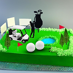 MEMOVAN Golf Cake Decorations Golf Birthday Cake Toppers Mini Golf Cart Toy Golf Theme Cake Decorations with Cart Flag Golf Ball Green Tree for Golf Theme Party Supplies
