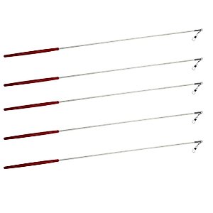 Kats'N Us 5 Gymnastic Batons Ribbon Sticks 19 Inch White Rod Red Handle - No Ribbons
