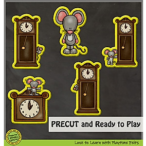 Hickory Dickory Dock Nursery Rhyme Felt Figures | 5 Adorable Felt Board Pieces for Flannel Board Teaching | Perfect for Toddlers, Preschool and Kindergarten - REUSABLE Felt Board Stories