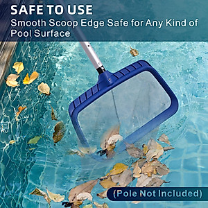 POOLAZA Pool Skimmer Net, Larger Capacity Pool Net Skimmer with Durable Deep Net, Sturdy Frame Pool Nets for Cleaning, High-Efficiency Pool Leaf Net with Easy Scoop Edges