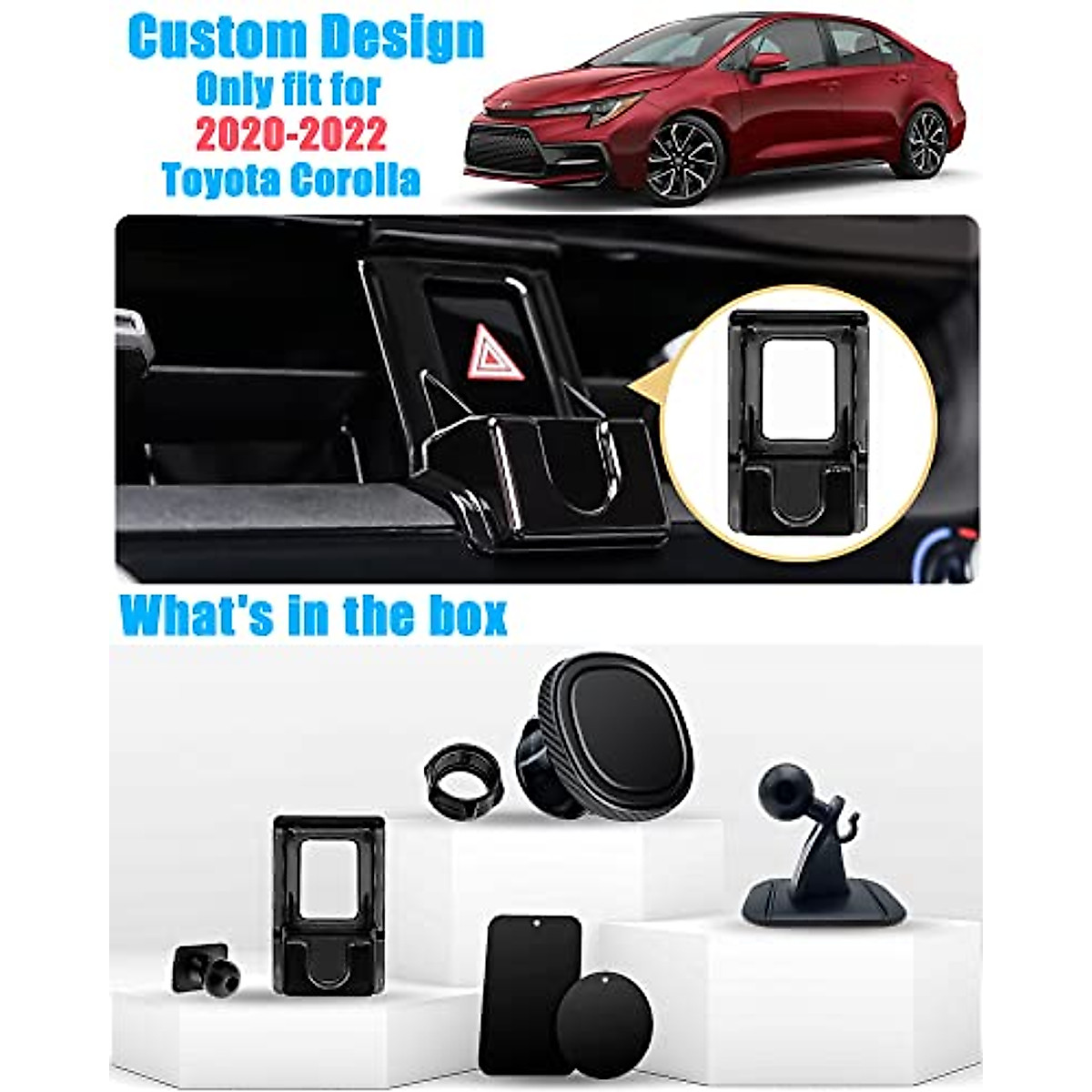 Mengfly Car Phone Holder, Car Mount, for Toyota Corolla 2023 2022 2021 2020, Air Vent Phone Stand, Auto Dashboard, Sticker Free Magnetic Navigation Bracket, for All Smartphone (Not Fit 2019-2012)