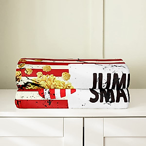 Feelyou Kids Popcorn Plush Throw Blanket, 40"x50" Movie Theater Blanket for Boys Teens DecorMovie Night Flannel Fleece Blanket Set Cinema Movie Ticket Bedroom