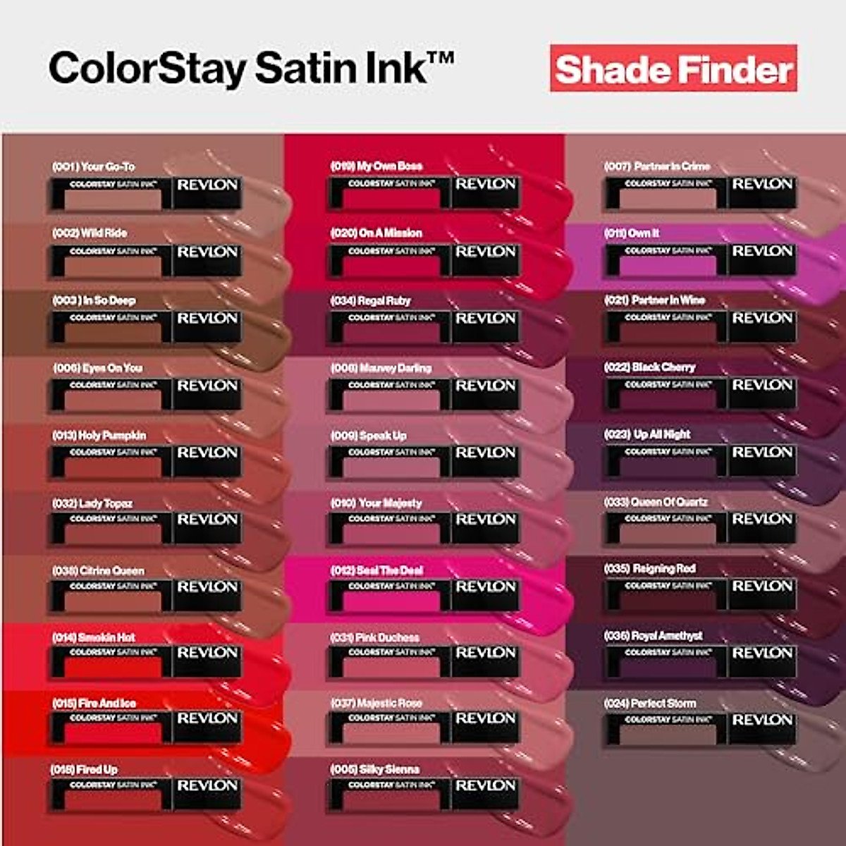 REVLON ColorStay Satin Ink Crown Jewels Liquid Lipstick, Longlasting & Waterproof Lipcolor, Moisturizing Creamy Formula Infused with Black Currant Seed Oil, 035 Reigning Red, 0.17 fl oz.