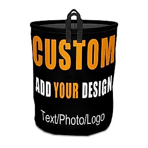Custom Laundry Hamper - Personalized Collapsible Dirty Clothes Hamper Storage Basket for Nursery Bathroom Bedroom Living Room, Customized Circular Hamper with Handles Gift for Boys Girls Men Women