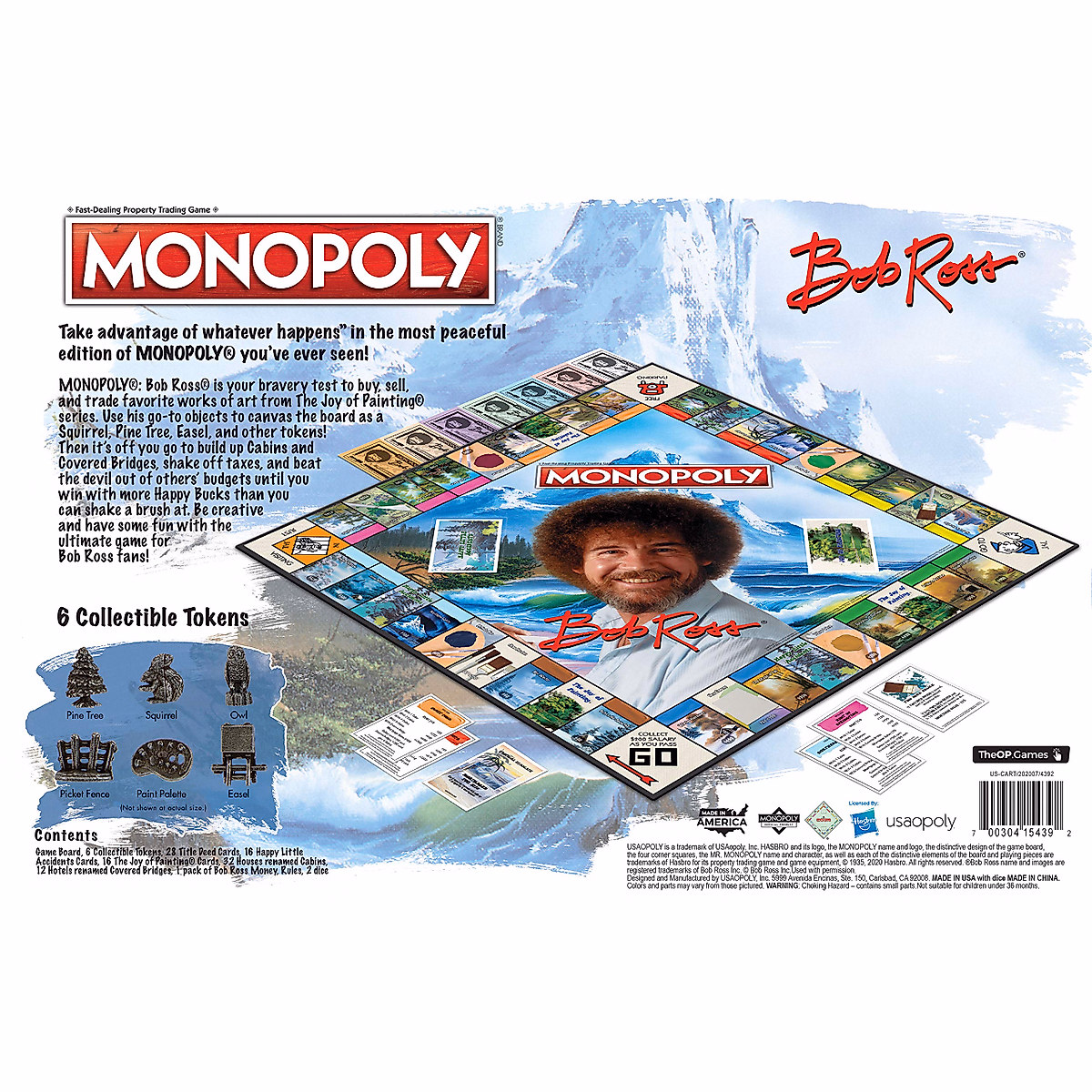 Monopoly Bob Ross | Based on Bob Ross Show The Joy of Painting | Collectible Monopoly Game Featuring Bob Ross Artwork | Officially Licensed Monopoly
