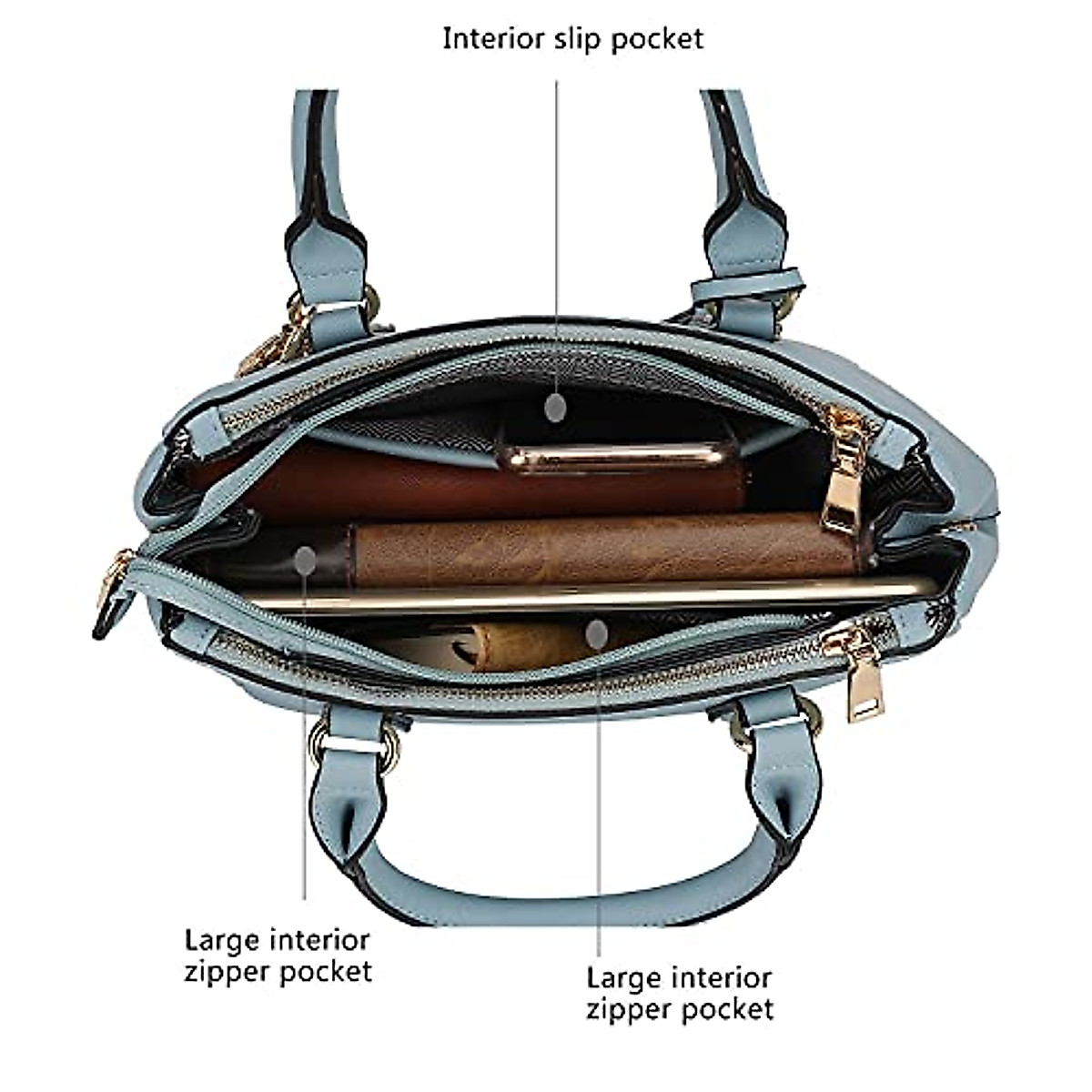 MKF Collection Satchel Bag for Women’s Crossbody Handbag Vegan Leather Top-Handle, Wristlet Wallet Purse Set Tan