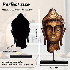 SINUOMI Art Hand-paintend Buddha Statue , Handmade Home Decoration ,Zen Garden Metal Handicraft， Buddha Sculpture and Meditation Gifts，16’’ H (Gold)