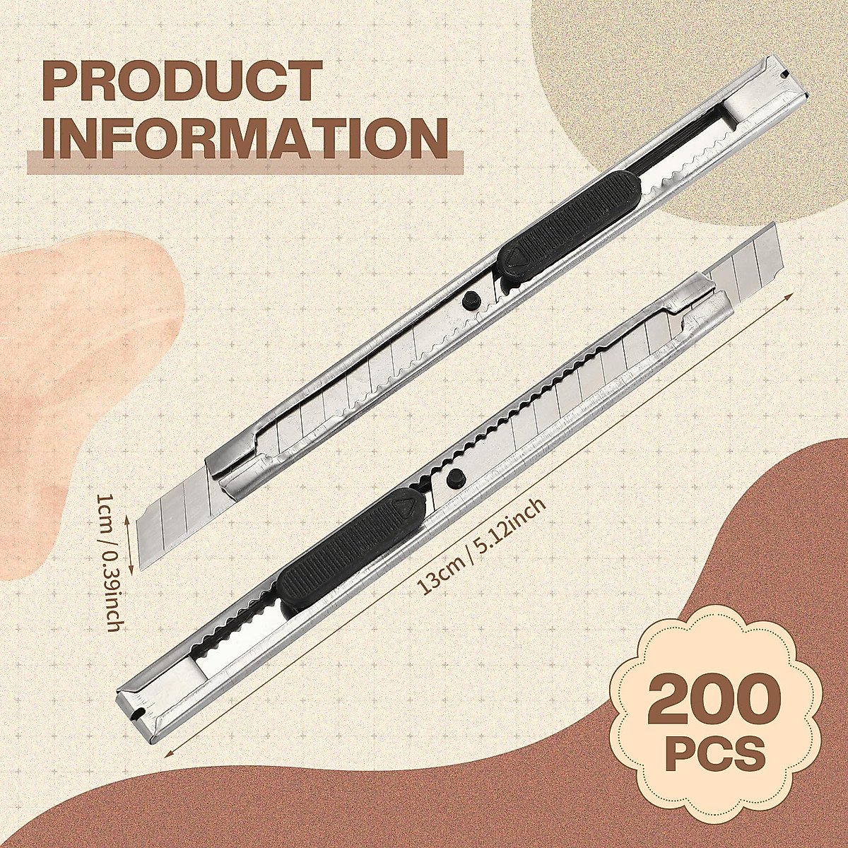 Willbond 200 Pcs Box Cutters Utility Knife Small Retractable Snap off Box Cutters 9 mm Wide Blade Cutter for Letter or Small Box Opening and Paper Cutting and DIY Craft for Home Office Craft Hobby Use