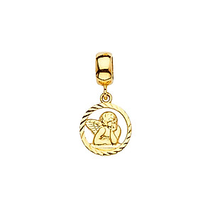 Wellingsale 14k Yellow Gold Angel Charm for Mix & Match Bracelet (Size : 19 x 10 mm)