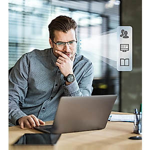 Missfive 2 Pack Mens Quality Progressive Multifocus Reading Glasses Blue Light Blocking, Man Spring Hinge No-Line Multifocal Readers Half Frame Metal Eyeglasses (Workspace For Near Range, 2.5x)