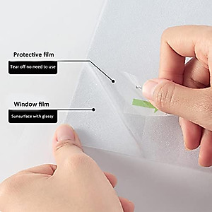 Instruban Window Privacy Film Frosted Glass Covering for Bathroom Opaque Static Cling Heat Control Door Sticker for Office Living Room Non-Adhesive - Matte Pure, 17.5 x 78.7 inches