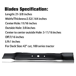 Grasscool L110 42 inch Mower Blades for John Deere L118 L111 L100 Scott's L1742 Sabre 42'' Cut Deck Mower Replace for GX20249 GX20433 GY20567