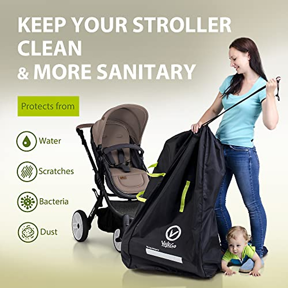 Durable Car Seat Travel Bag & Durable Stroller Bag for Airplane –– Ideal Gate Check Bag for Air Travel & Saving Money –– for Safe & Secure Car Seat and Double/Dual Stroller.
