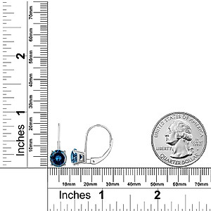 AoneJewelry Blue Diamond Leverback Earring for Women| 14K White & Yellow Gold 0.30 Carat 2 Stone Round Cut Prong Setting Genuine Diamond Wedding Jewelry Collection