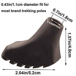 HAPLUSTAR Trekking Poles Tips Set - Pack of 6 to 8 Replacement Rubber Trek Cane Tips Protectors Fit Most Walking Hiking Sticks - 11 mm Diameter