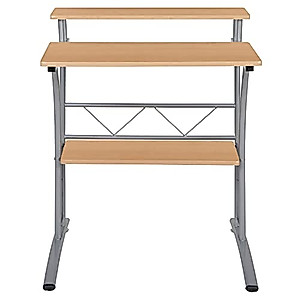 Flash Furniture Clifton Maple Computer Desk with Top and Lower Storage Shelves 28 Inch