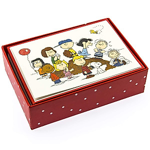 Graphique Peanuts Gang Boxed Notecards, 16 Peanuts Friends CardsEmbellished With Glitter, with Matching Envelopes and Storage Box, 3.25" x 4.75"