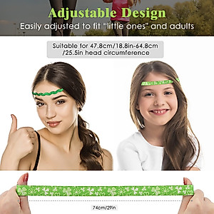 MoKo St Patricks Day Headband 5Pack, Non-Slip Stretchy Green Glitter Clover Headbands Accessories for Women Girls Teens
