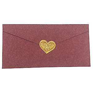 Envelopes Label Stickers Love Heart Shape Stickers 60 PCS Kraft Paper Thank You Stickers Retro Metallic DIY Decorative Adhesive Label for Packaging Bake Decoration Wedding Party Gift (Gold)