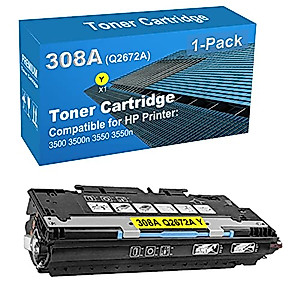 Jullu 1-Pack (Yellow) Compatible 3500 3500n 3550 3550n Printer Toner Cartridge High Capacity Replacement for (Q2672A) 308A Toner Cartridge